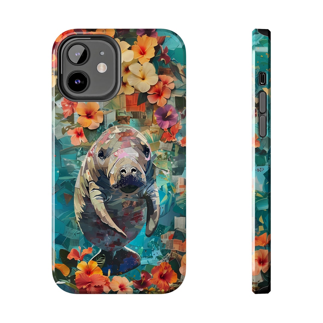 Tropical Manatee Collage Glossy Phone Case - Etsy