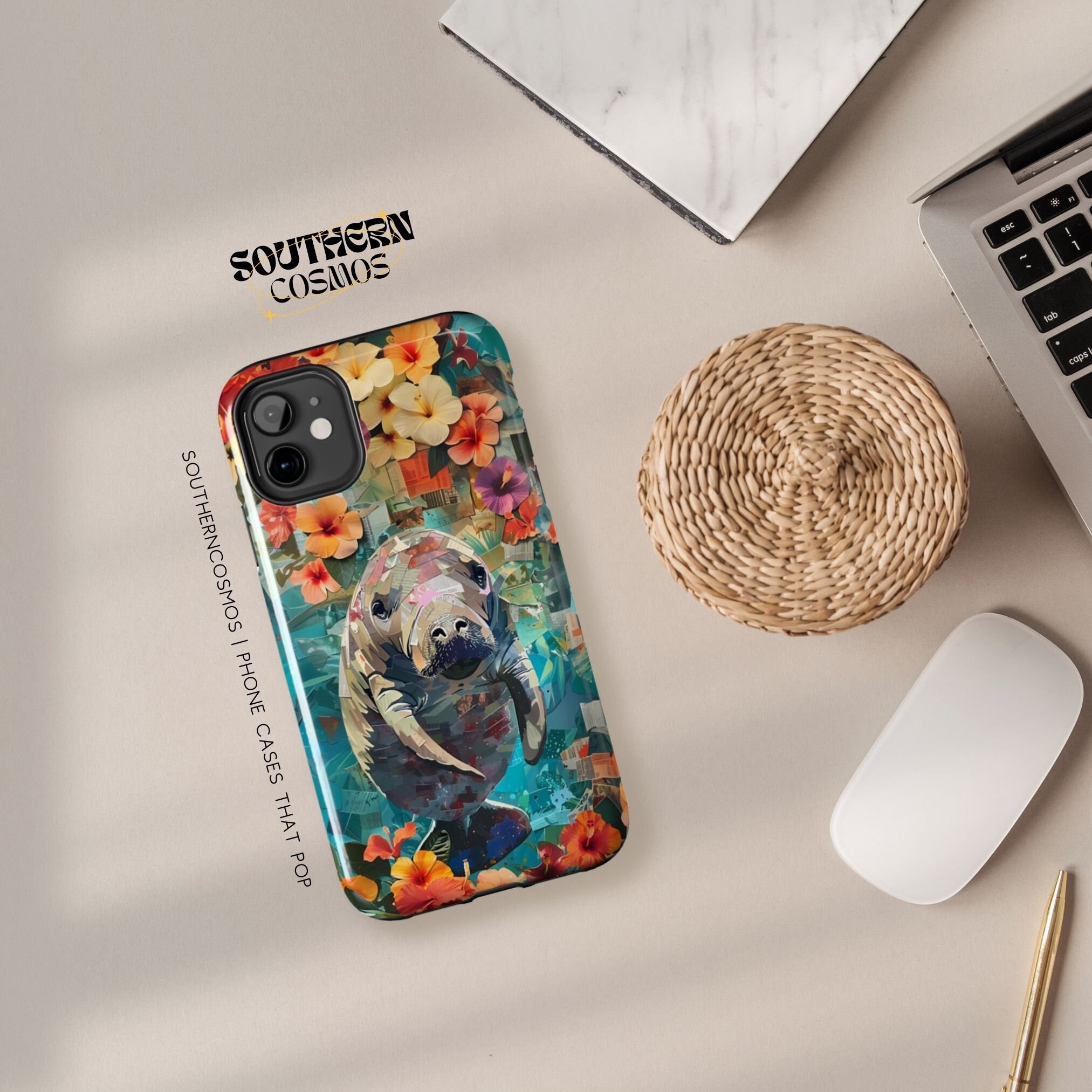 Tropical Manatee Collage Glossy Phone Case for iPhone - Etsy