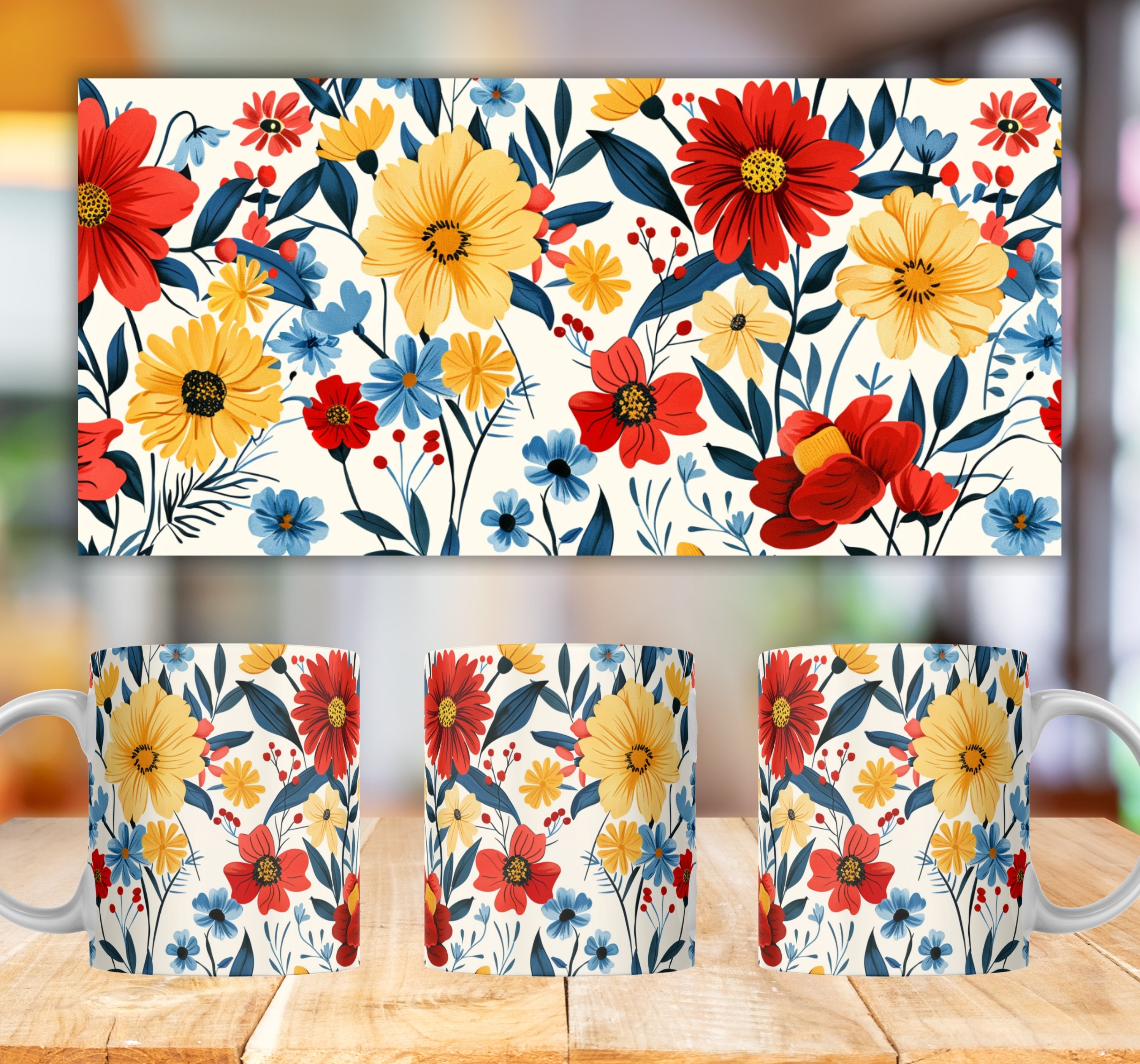Floral Mug Design Bundle Wildflowers Sublimation Pngs, Digital Download ...