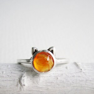 Orange Cat Ring, Carnelian and Sterling Silver Ring, Cat Fine Jewelry ...