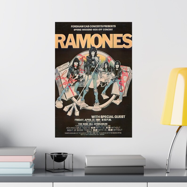 Ramones 1984 Concert Poster Iconic Rose Hill Gymnasium Wall Art Punk ...