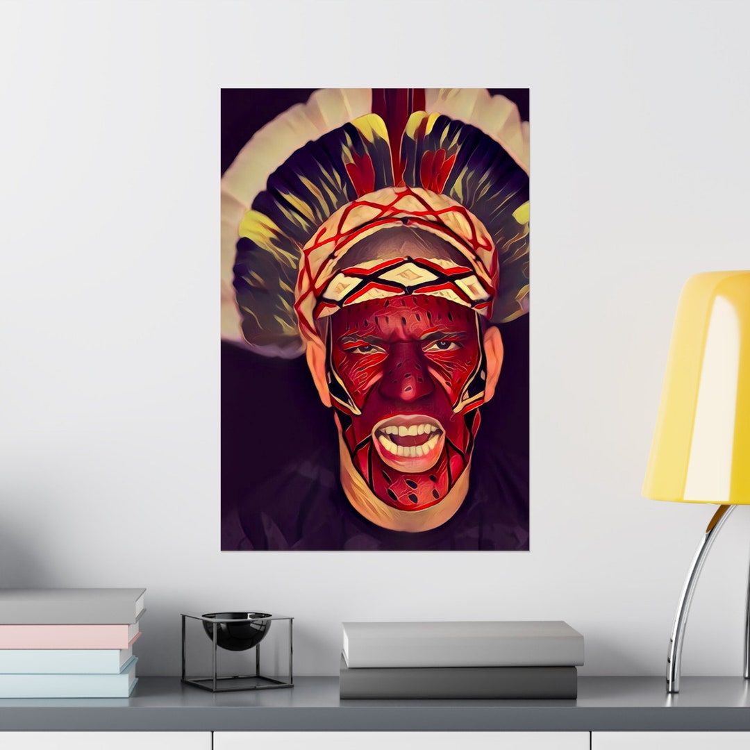 UFC Alex Pereira Poster Signature Headdress & Face Paint MMA Art Print ...