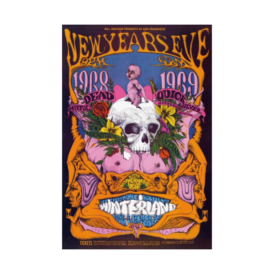 Grateful Dead Winterland Concert Poster 1968 & 1969 Iconic Rock Show ...