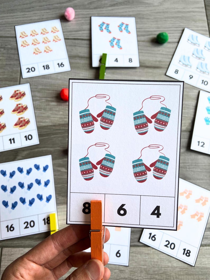 Skip Counting by 2 Count and Clip Cards, Preschool Math Numbers ...