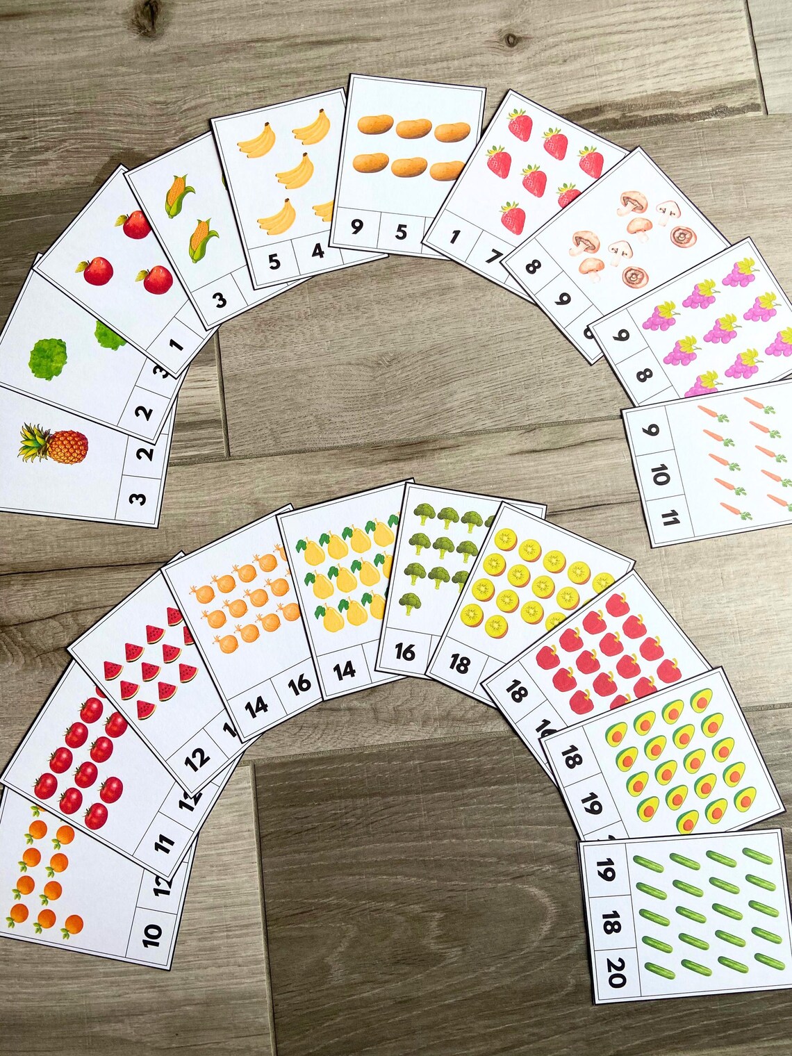 Printable Number Flash Cards 1-20 and Count and Clip Cards Bundle ...