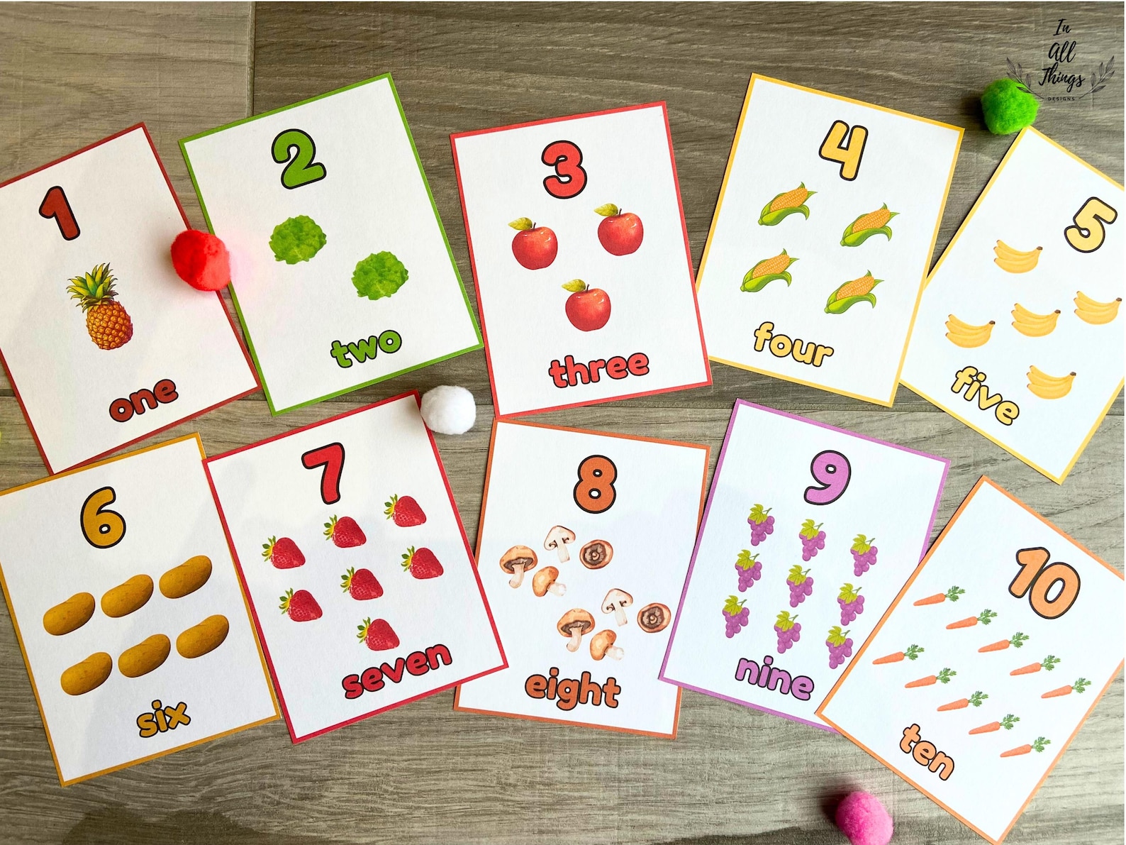 Printable Number Flash Cards 1-20, Preschool Counting Number Flashcards ...