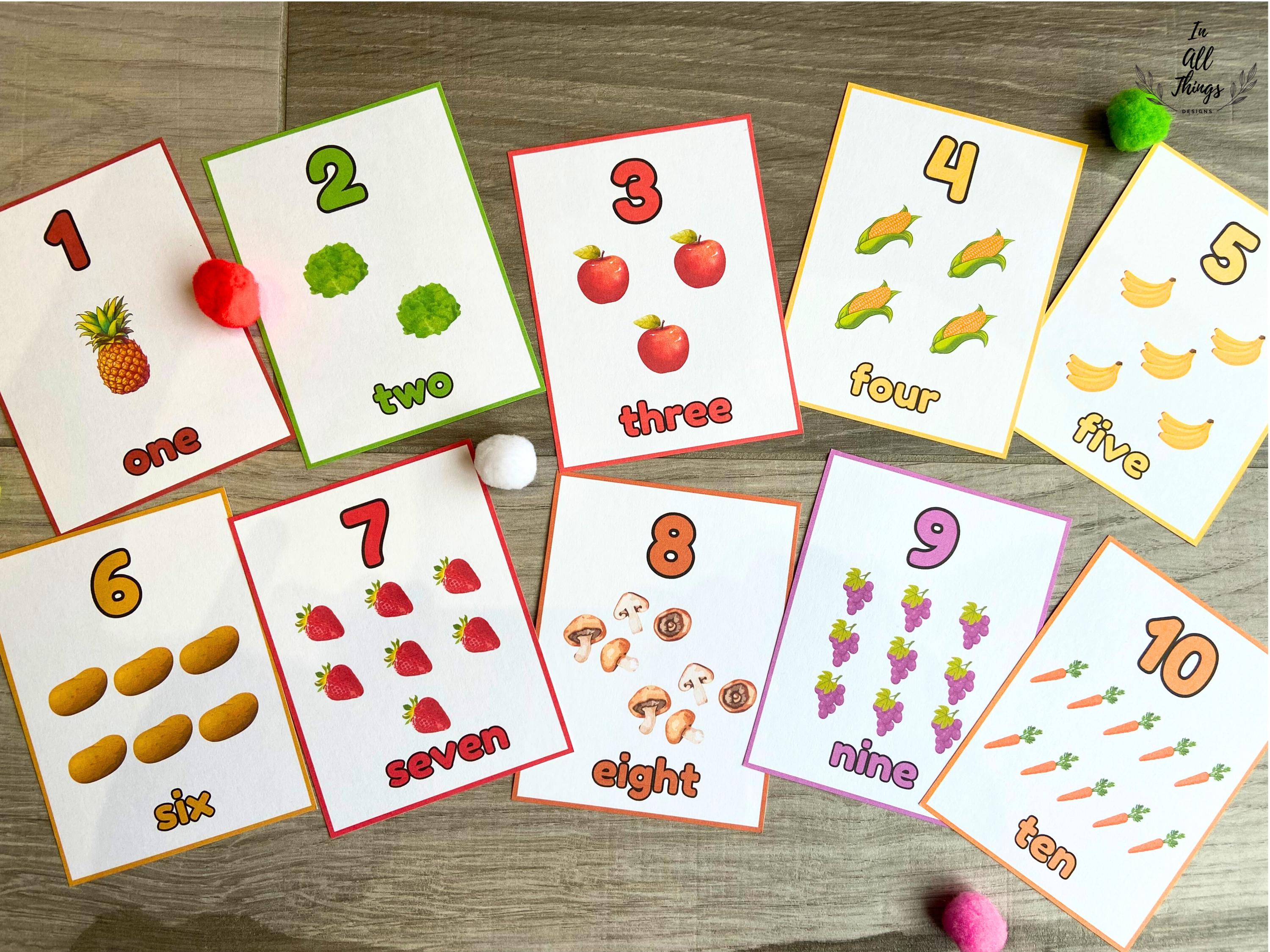 Printable Number Flash Cards 1-20 and Count and Clip Cards Bundle ...