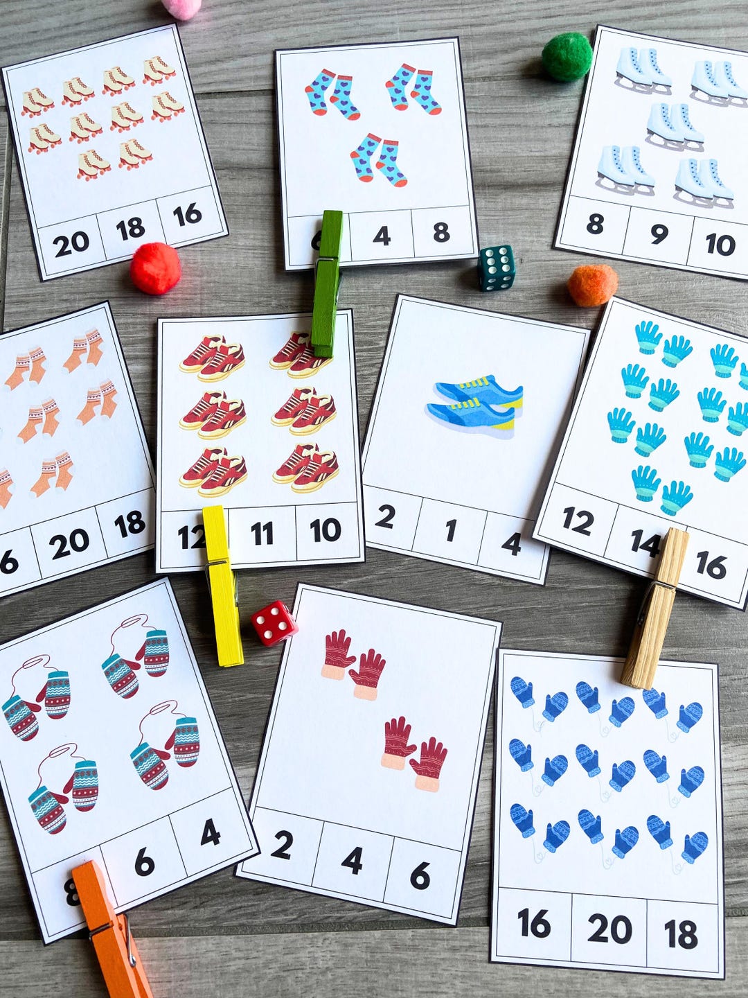 Skip Counting by 2 Count and Clip Cards, Preschool Math Numbers ...