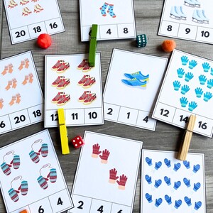 Printable Number Flash Cards 1-20 and Count and Clip Cards Bundle, Skip ...