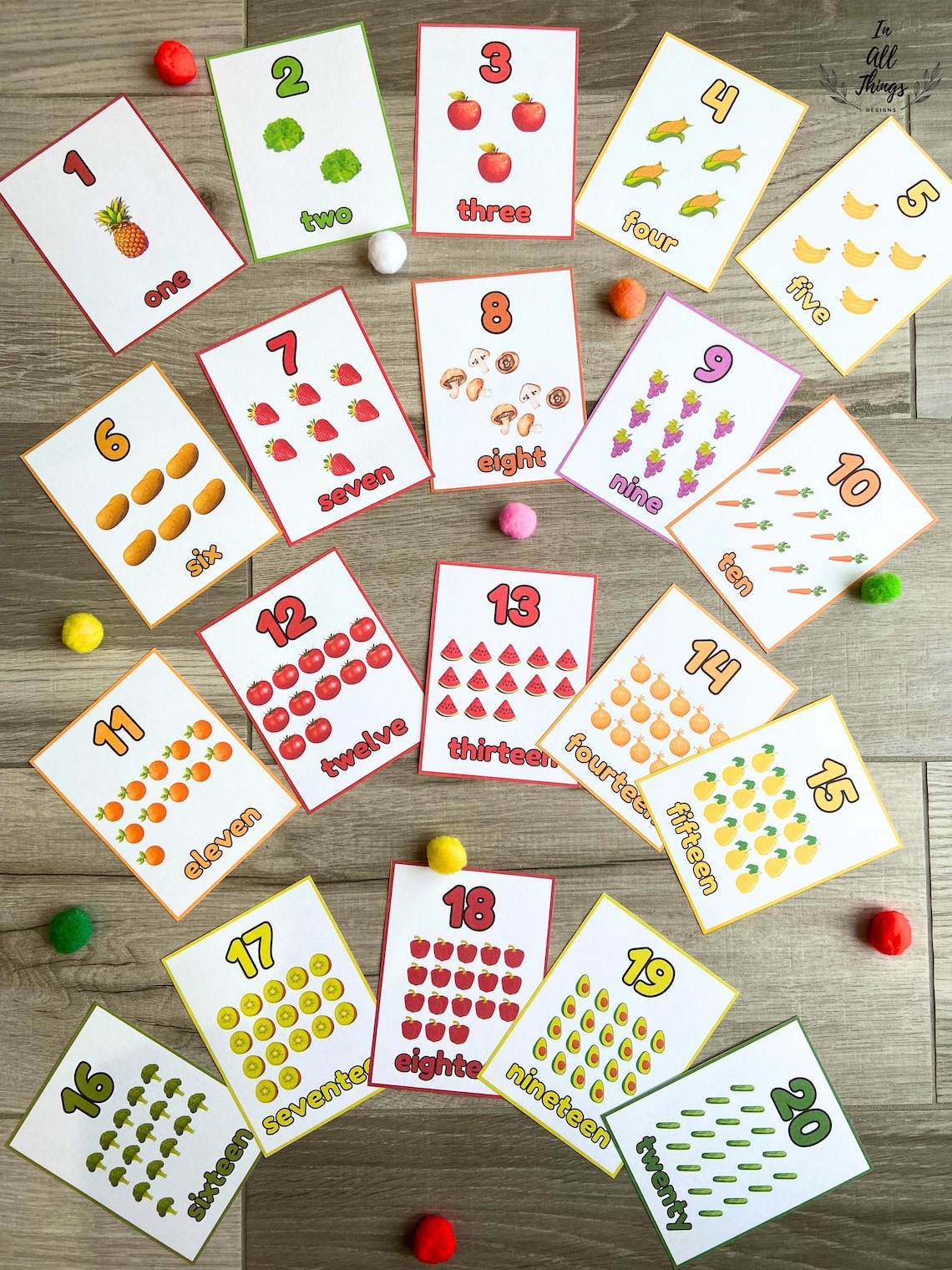 Printable Number Flash Cards 1-20, Preschool Counting Number Flashcards ...