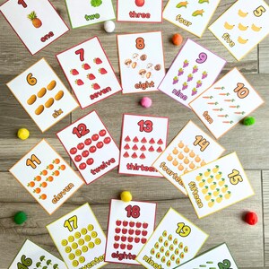 Printable Number Flash Cards 1-20, Preschool Counting Number Flashcards ...