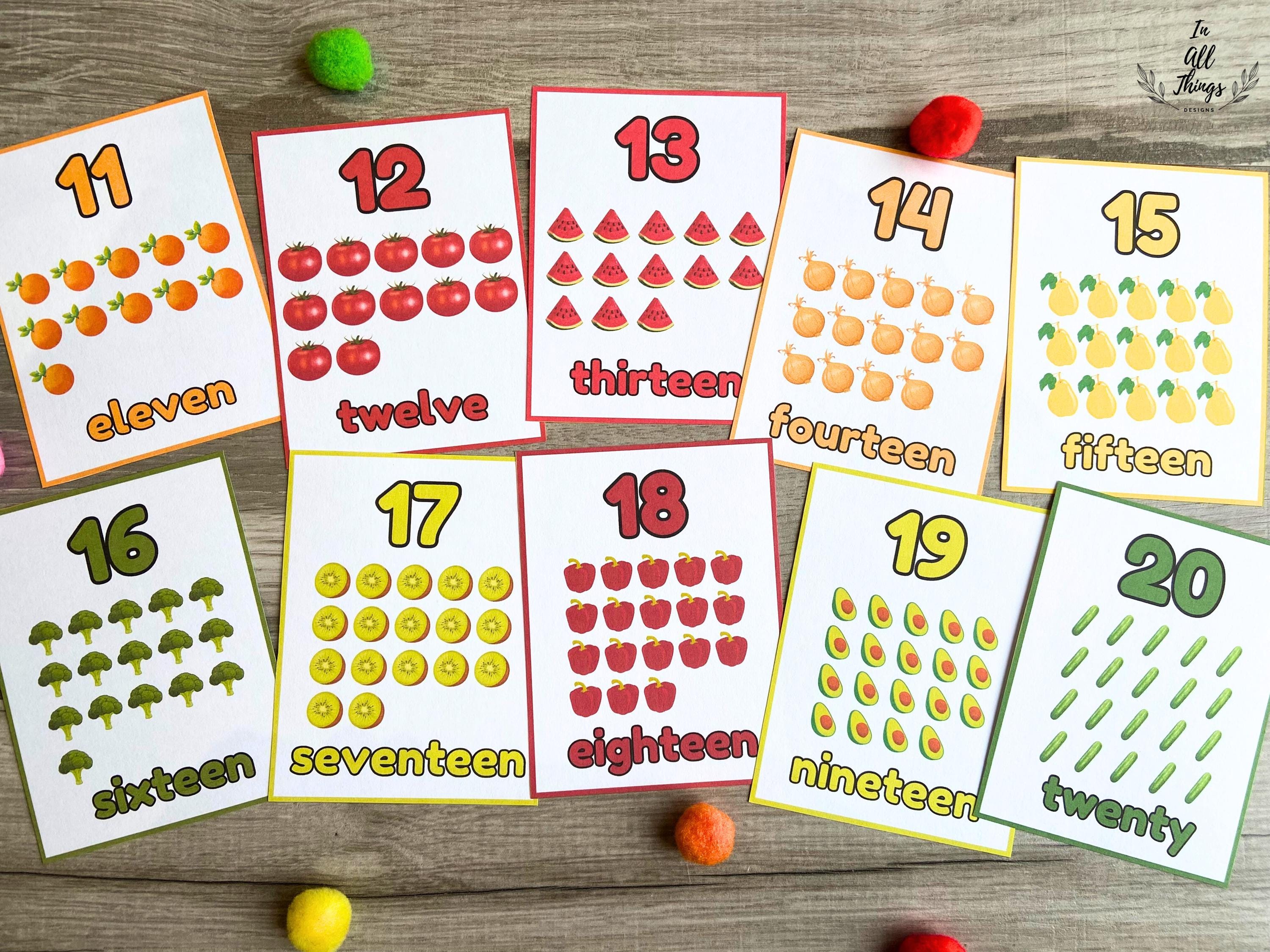 Printable Number Flash Cards 1-20, Preschool Counting Number Flashcards ...