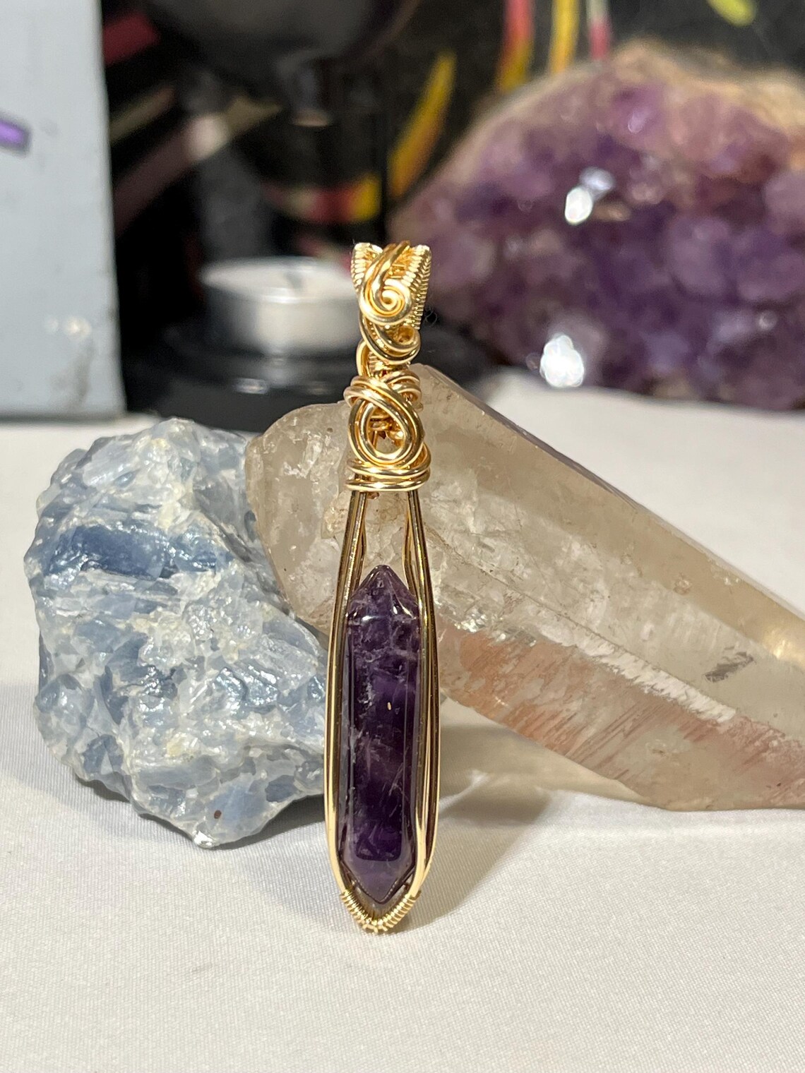 Wire Wrapped Crystal Point Pendant - Handmade - Etsy