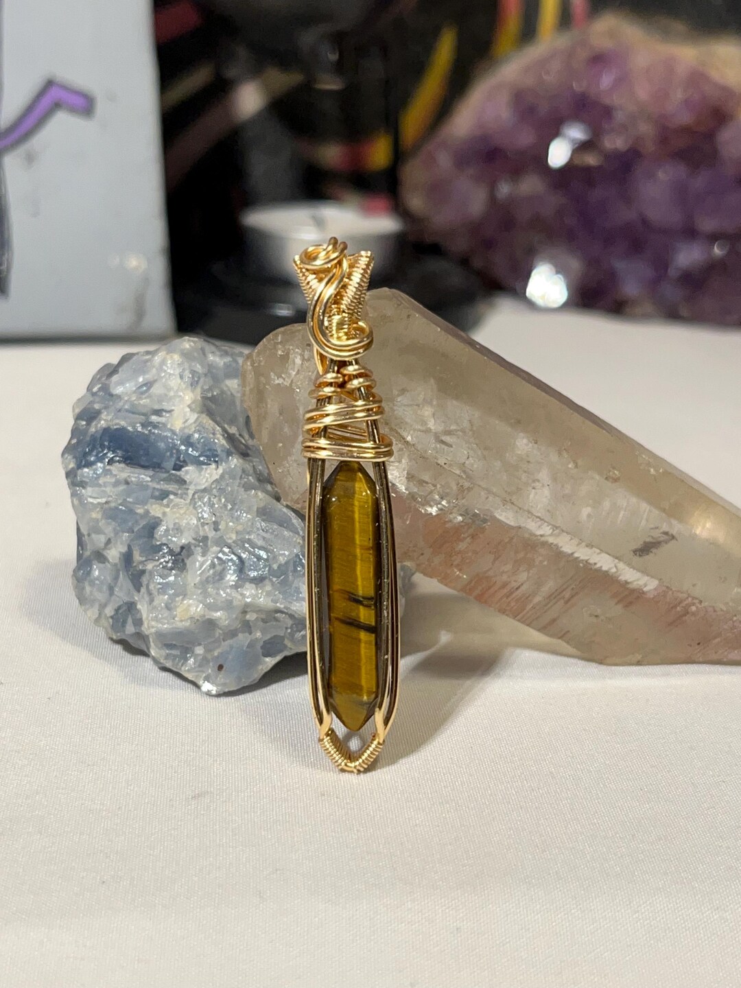 Wire Wrapped Crystal Point Pendant - Handmade - Etsy