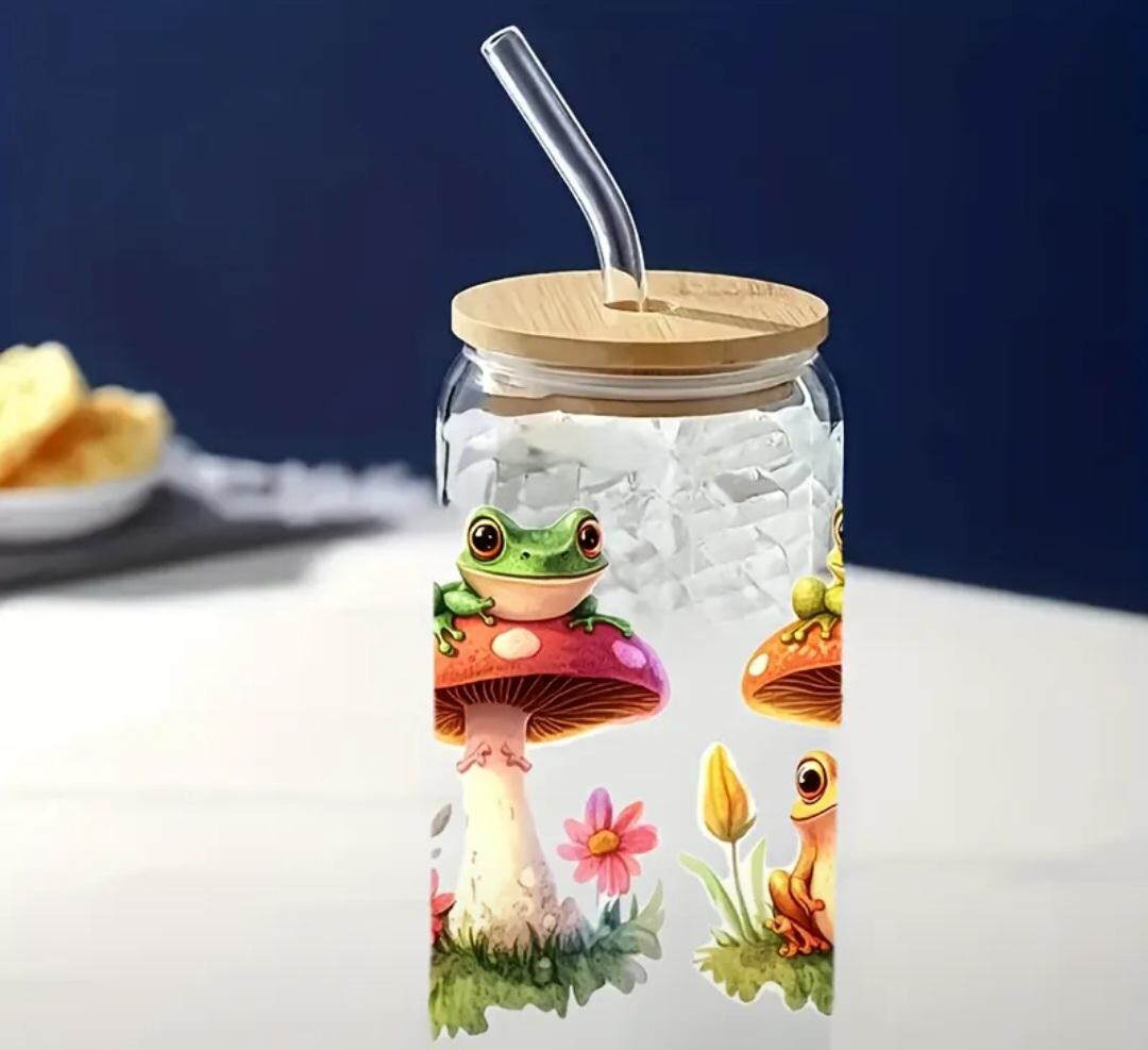 Cute Frogs UV DTF Transfer Wraps for 16oz Glasses, Coffee Mugs, Water ...
