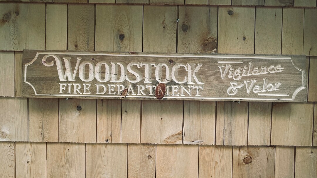 Woodstock Fire Department Real Pine Wood Carved Sign - Etsy