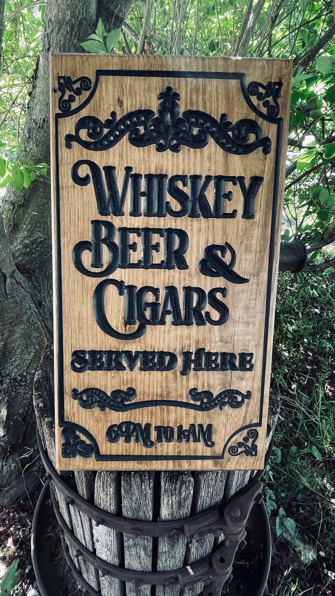Whiskey, Beer & Cigars Vertical Carved Wood Sign - Etsy