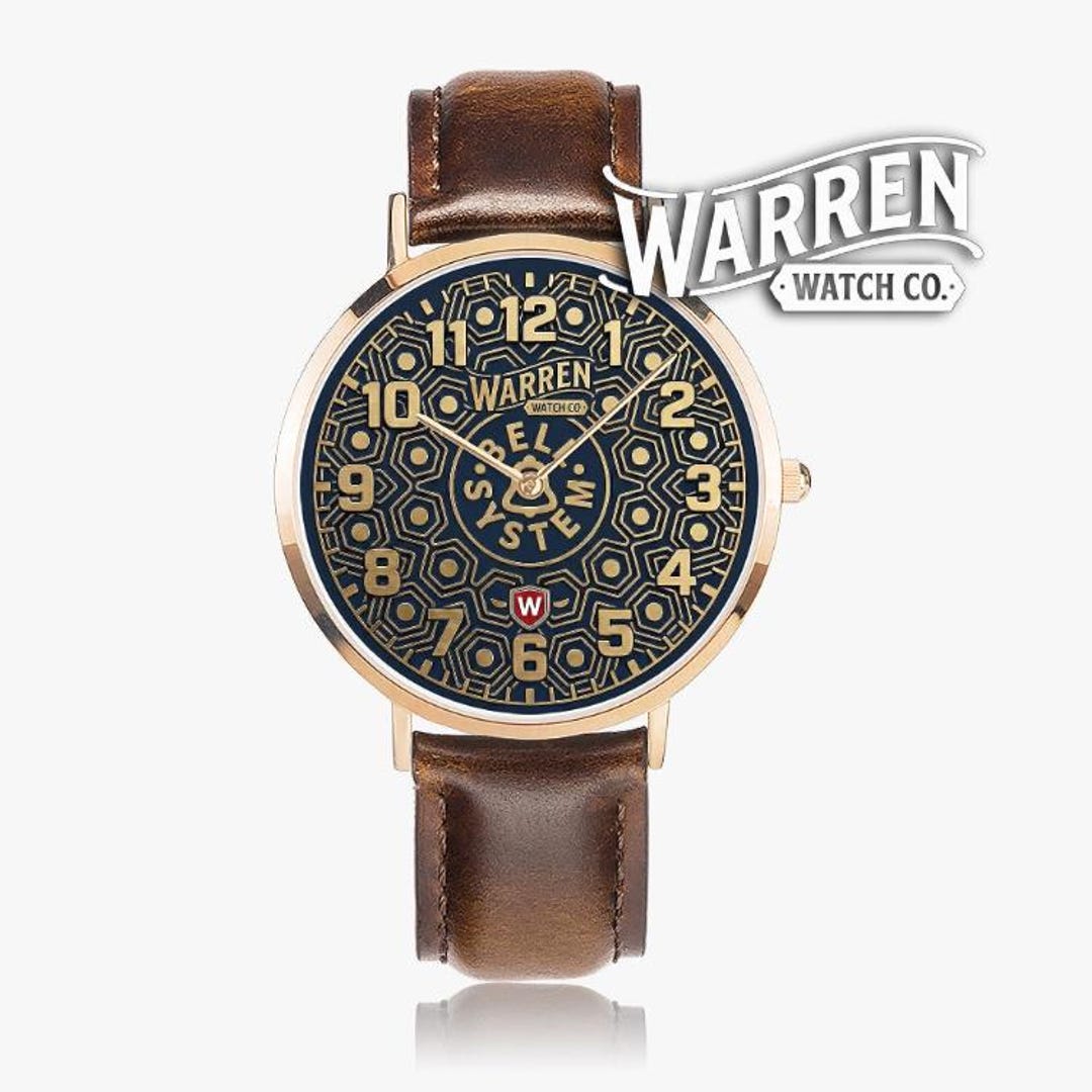 Bell Systems Manhole Cover Ultra-thin Gold Tone Watch With Genuine ...