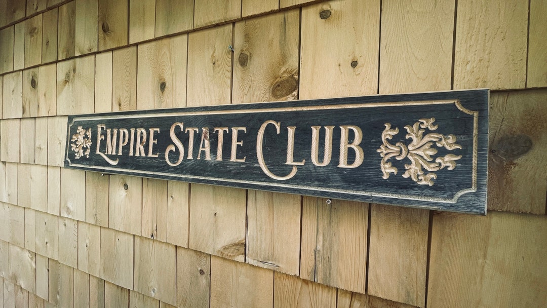 Empire State Club Carved Real Pine Wooden Sign - Etsy