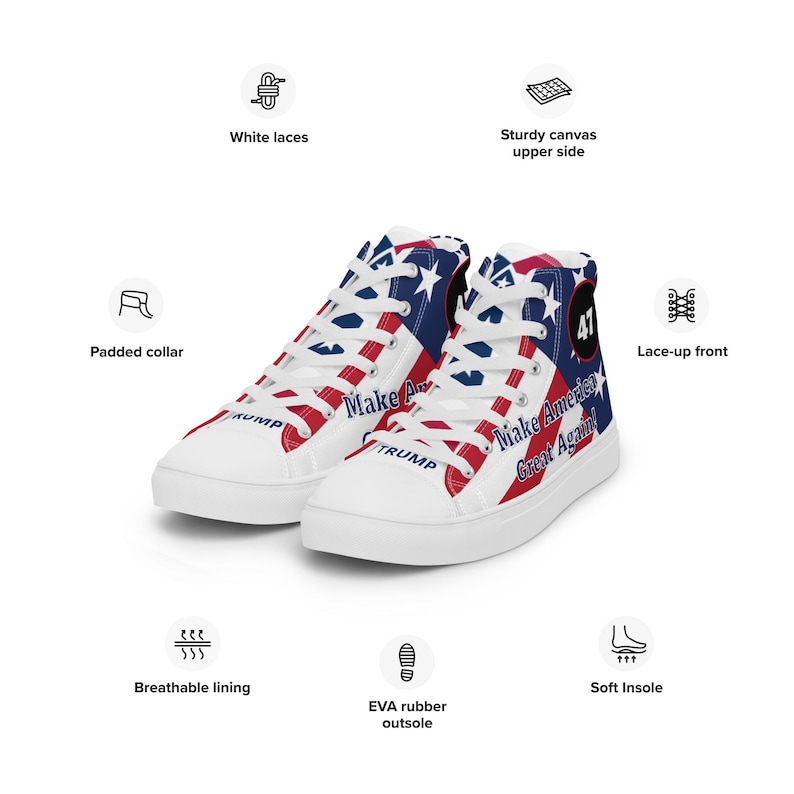 Trump 2025 Inauguration High-top Sneakers: MAGA American Flag Shoes - Etsy