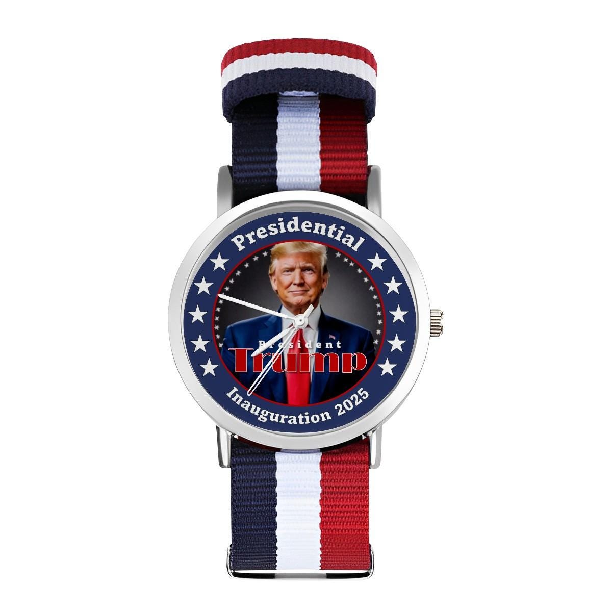 Trump 2025 Wrist Watch - Patriotic Red White & Blue Woven Band, MAGA ...