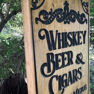 Whiskey, Beer & Cigars Vertical Carved Wood Sign - Etsy