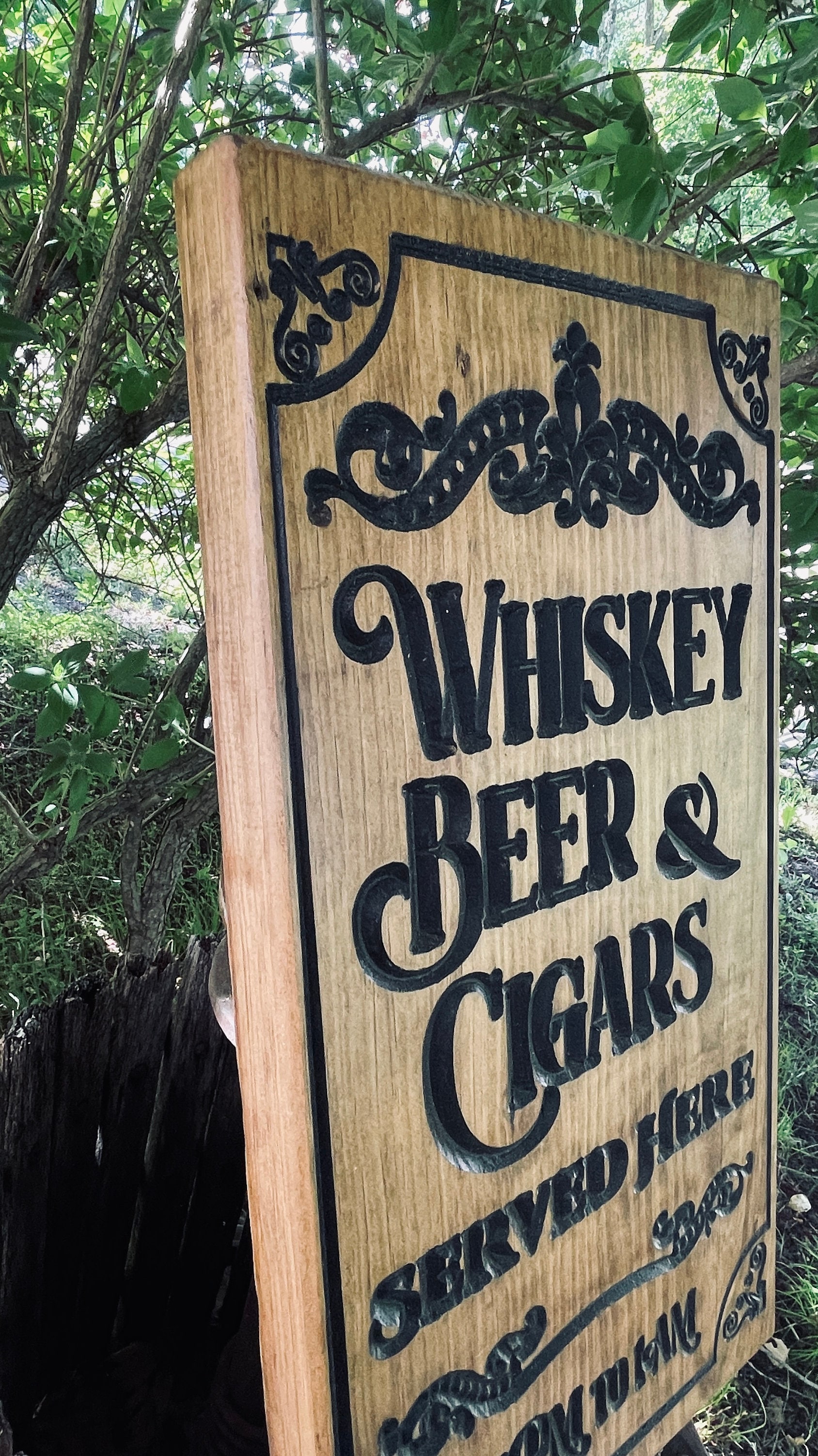 Whiskey, Beer & Cigars Vertical Carved Wood Sign - Etsy