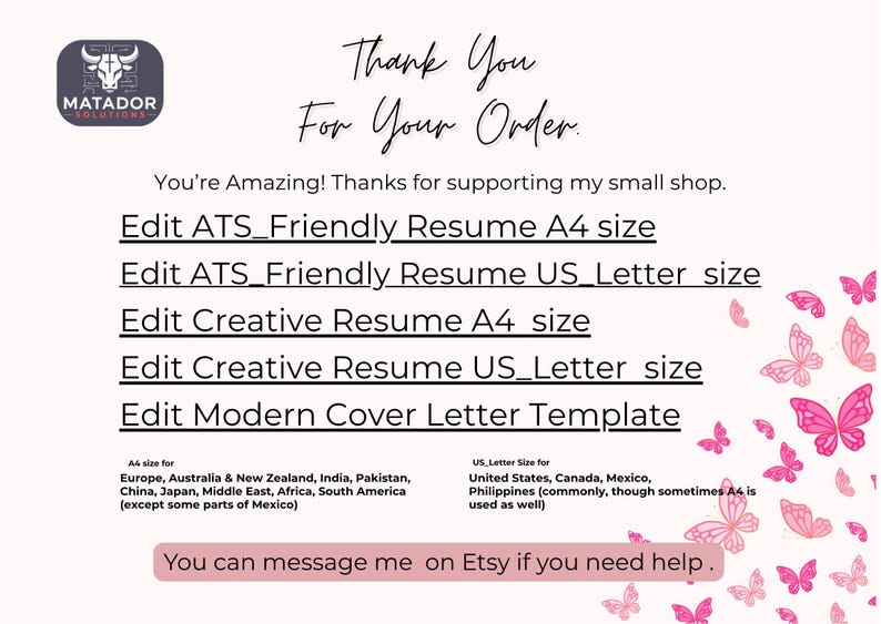 Editable Resume Template Canva | A4 A5 Sizes | Canva Template Cover ...