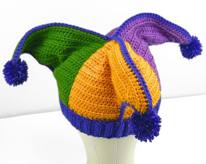 CROCHET PATTERN 3 Point Jester Hat Fool's Cap Easy Fantasy Crochet Pattern Clown Hat Ren Faire ...