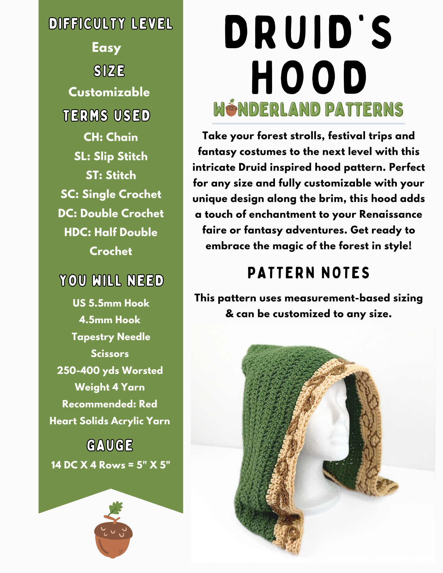 CROCHET PATTERN Druid Hood Boho Crochet Hat Pattern Fantasy Hood ...