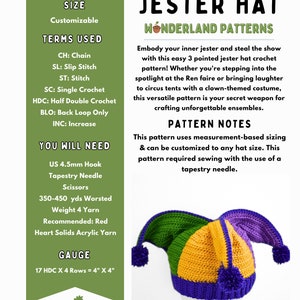 CROCHET PATTERN 3 Point Jester Hat Fool's Cap Easy Fantasy Crochet Pattern Clown Hat Ren Faire ...