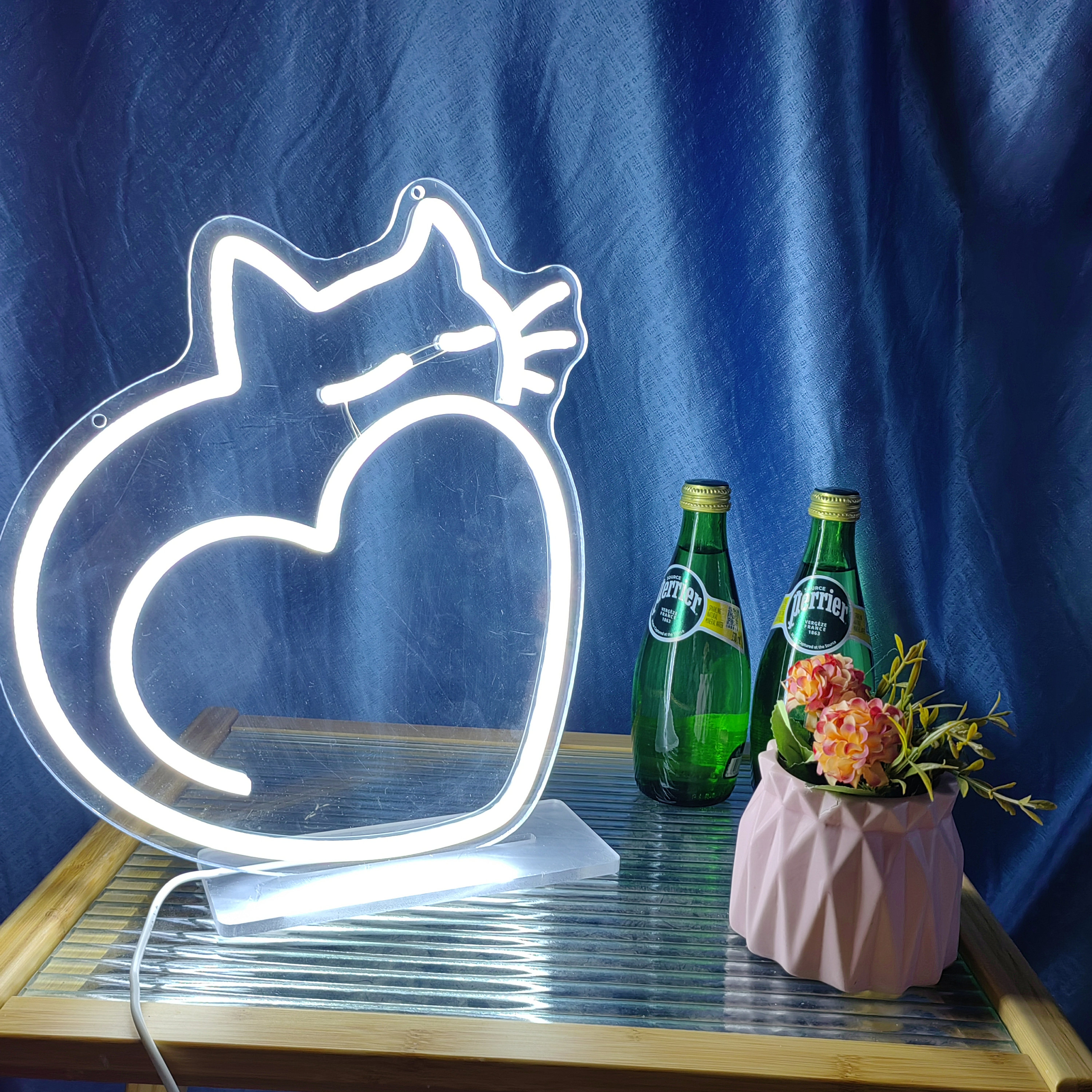 Cat Neon Sign, Neon Sign Art Decor, Heart Neon Light, Cute Cat Decor ...
