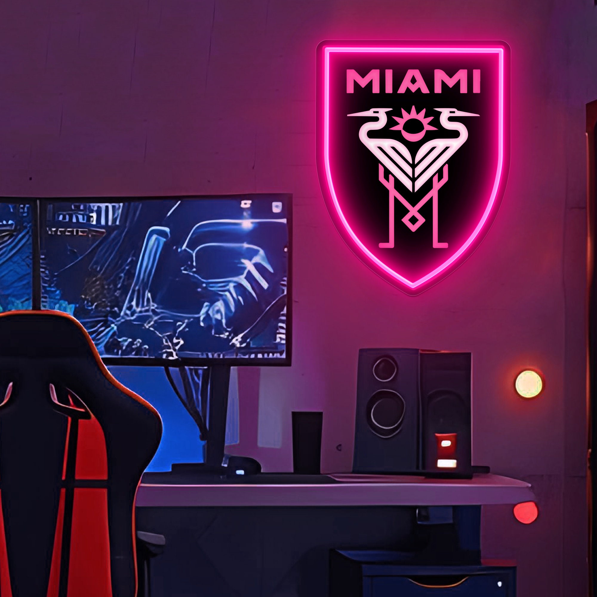 Logo Sign Inter Miami Messi,inter Miami Club Logo Neon Sign,miami ...