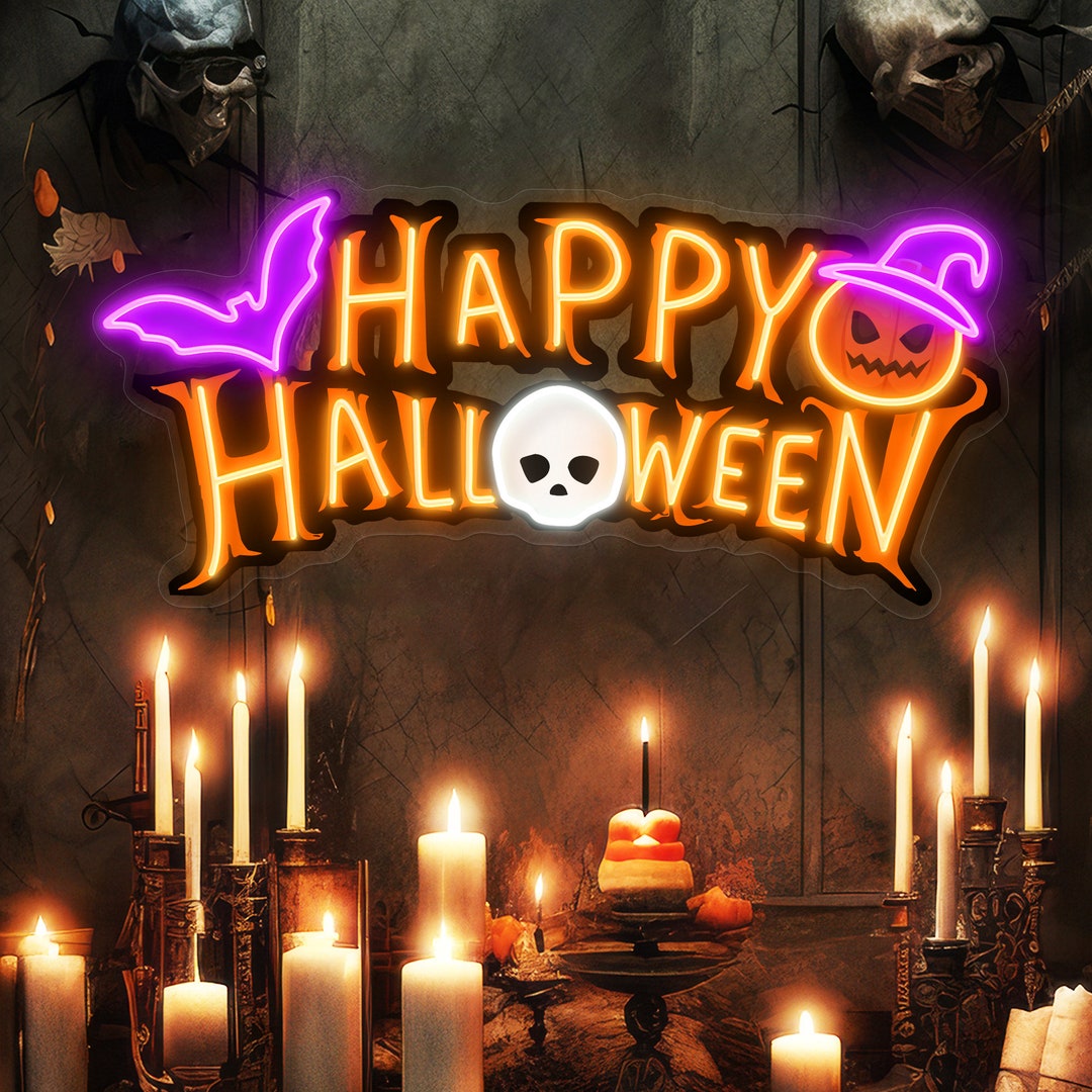 Happy Halloween Neon Sign Custom Wall Decor, Halloween Decorations ...