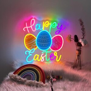 Custom Happy Easter Neon Sign Wall Decor, Easter Gift for Her, Easter ...