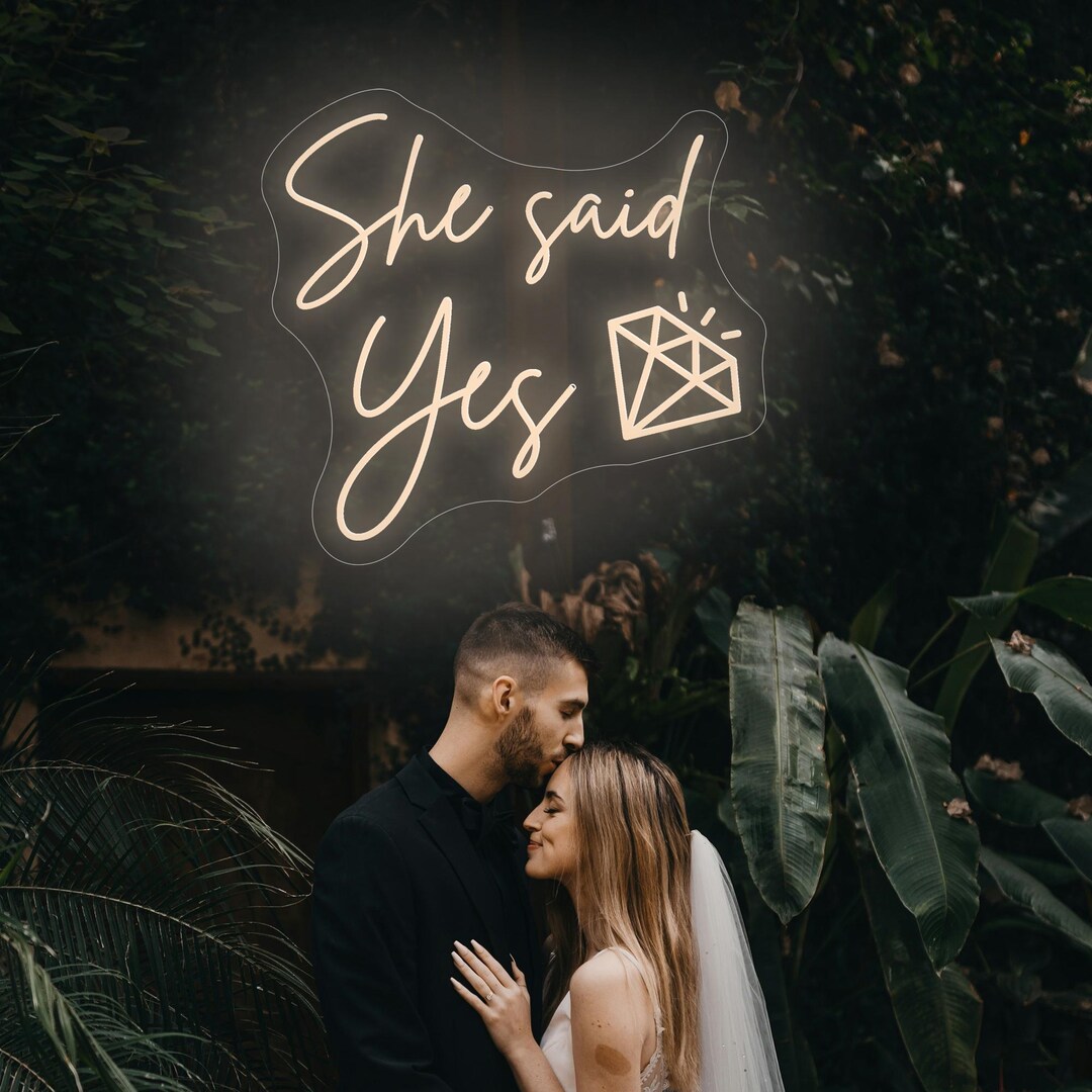 She Said Yes Neon Sign, Bridal Shower Neon Sign, Engagement Banner ...