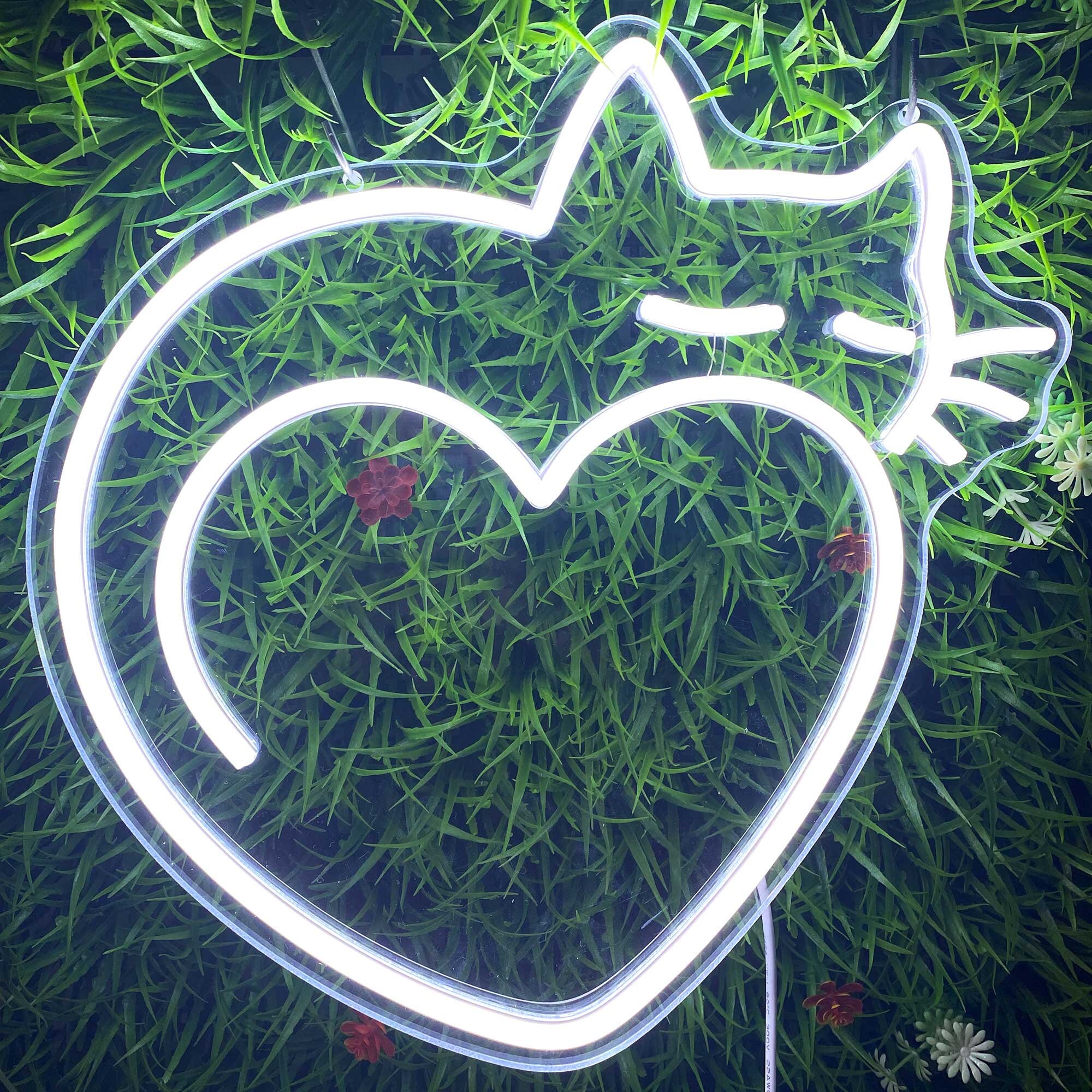 Cat Neon Sign, Neon Sign Art Decor, Heart Neon Light, Cute Cat Decor ...