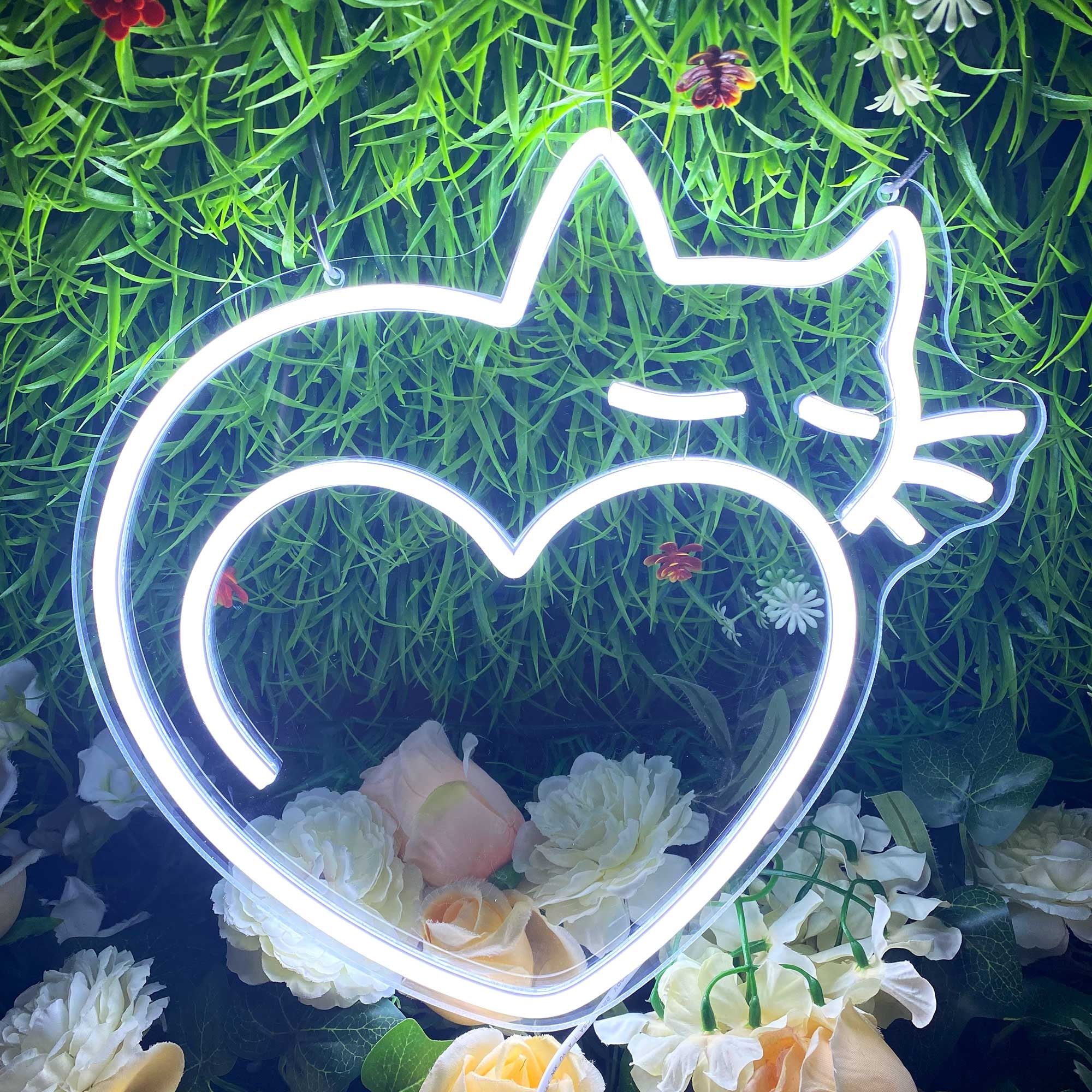 Cat Neon Sign, Neon Sign Art Decor, Heart Neon Light, Cute Cat Decor ...