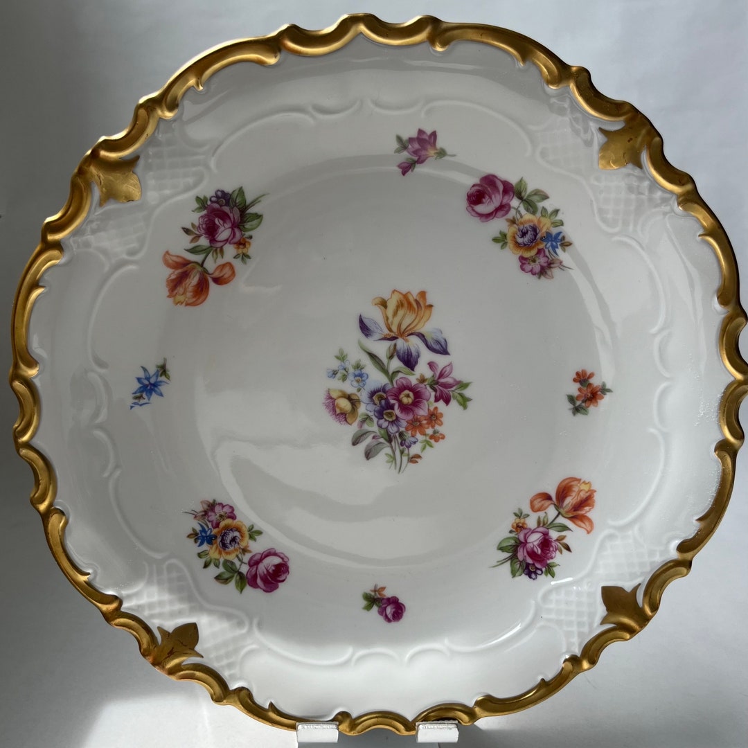Reichenbach Fine China Round Floral Gold Rim Platter, Vintage 1970 ...