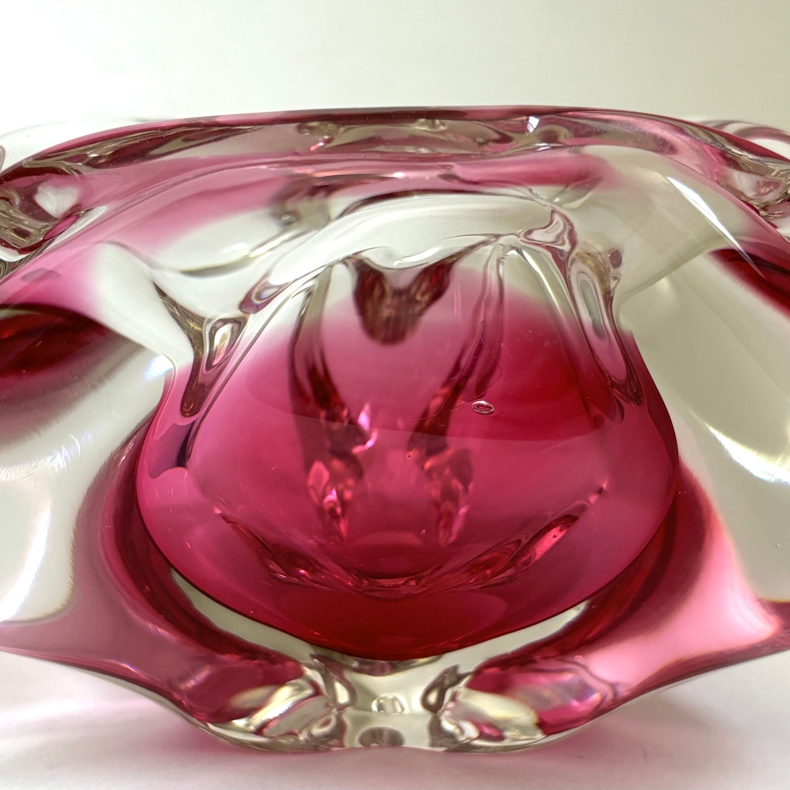Vintage Cranberry/pink Ashtray, Hand Blown Art Glass, MCM Mid Century ...