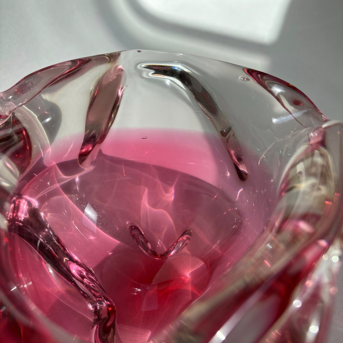 Vintage Cranberry/pink Ashtray, Hand Blown Art Glass, MCM Mid Century ...