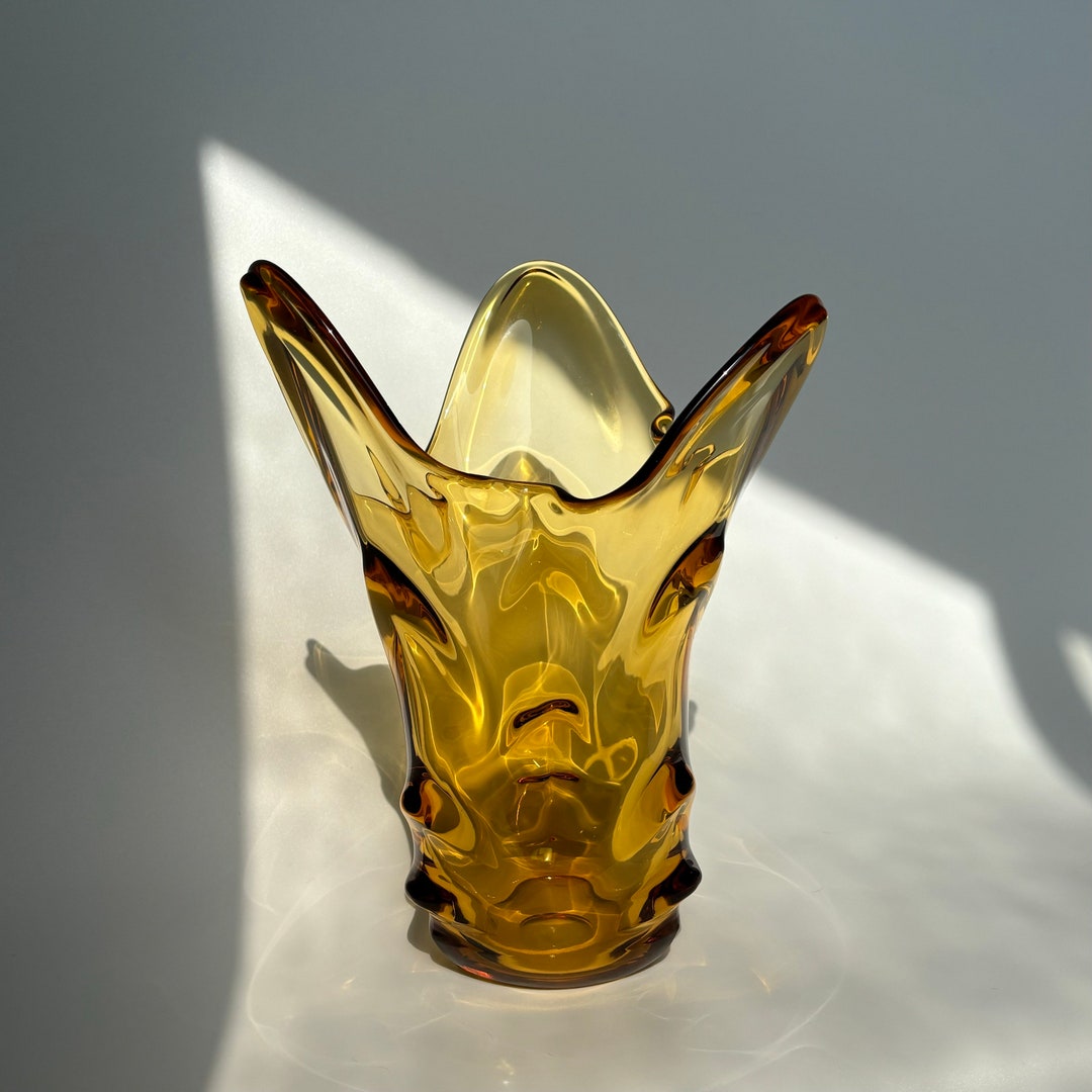 1960s Viking Tundra Amber Glass Vase: MCM Flared Art Glass - Etsy