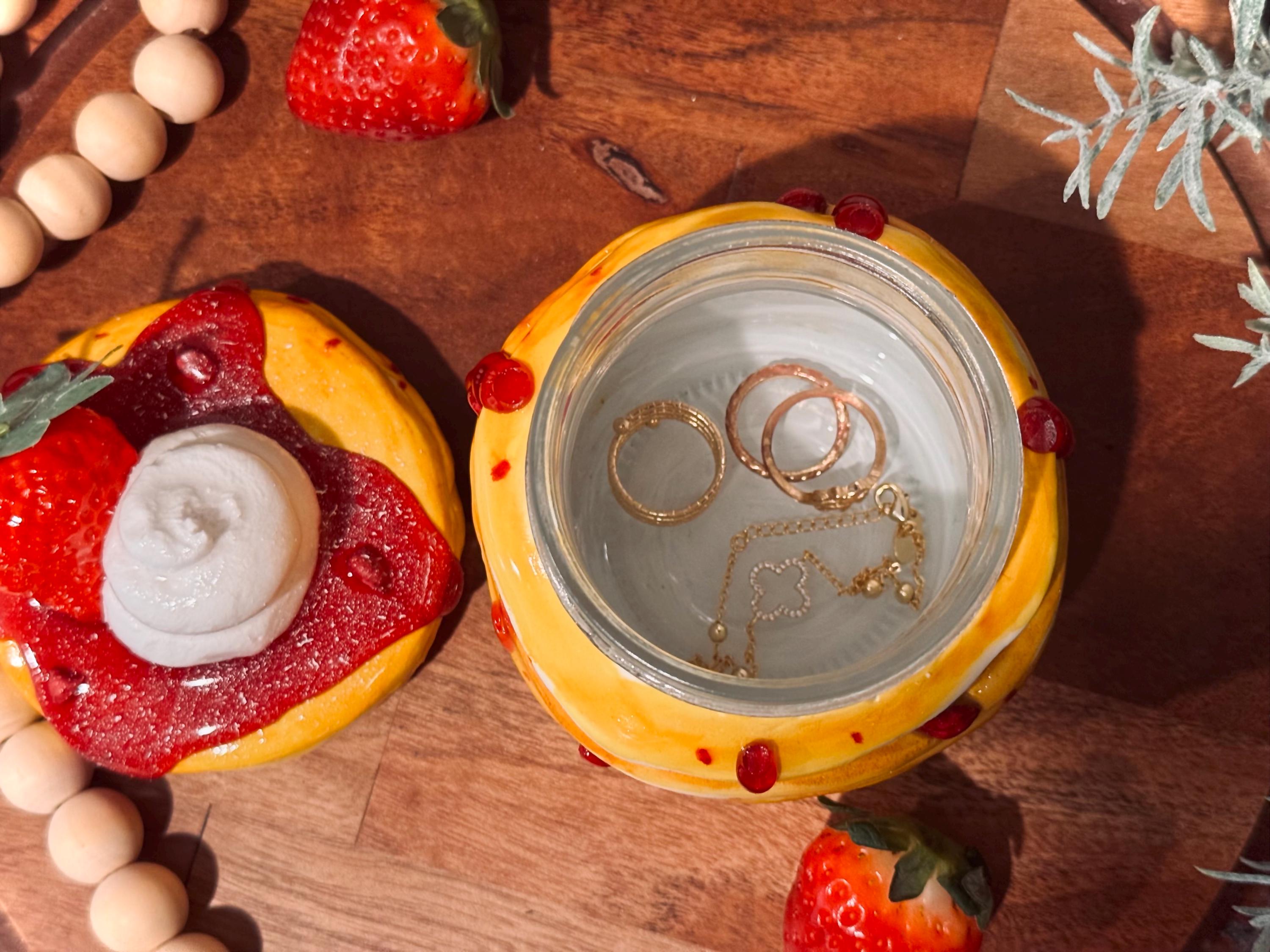 Mini Strawberry Pancake Trinket Dish, Cute Jar for Trinkets, Decorative ...