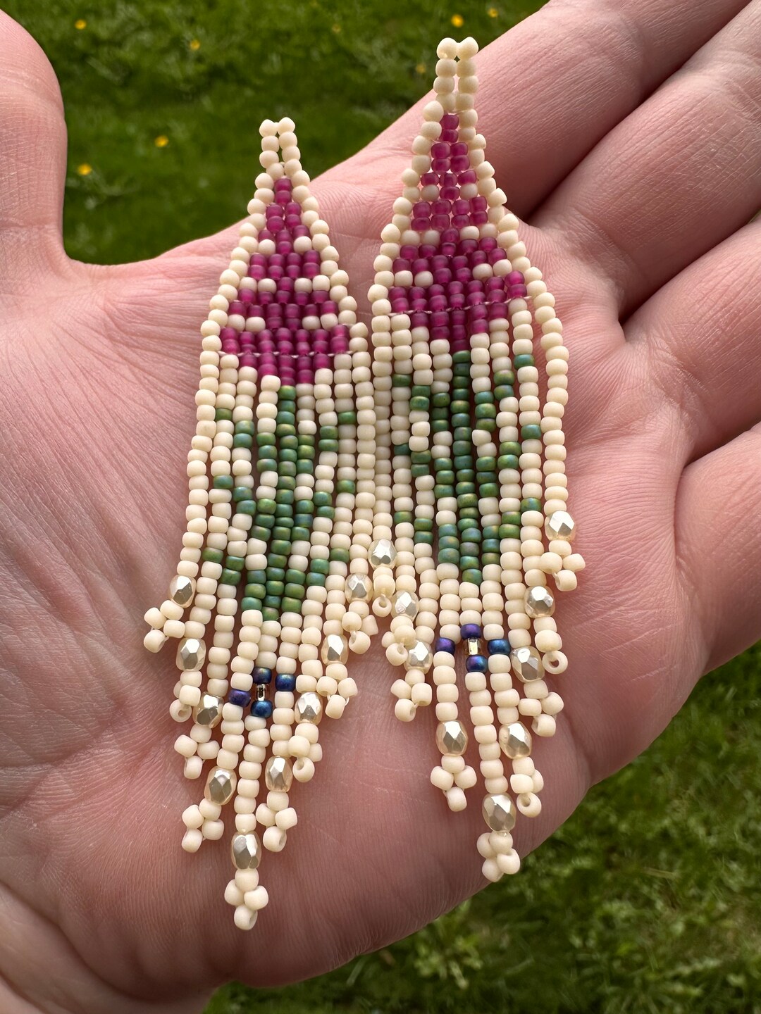 Beaded Fireweed and Forget-me-not Earrings - Etsy