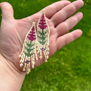 Beaded Fireweed and Forget-me-not Earrings - Etsy