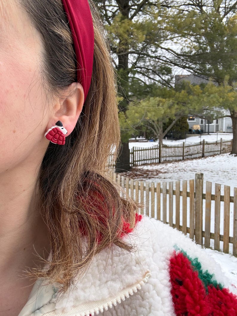 Snoopy in Puffer Jacket Studs - Etsy
