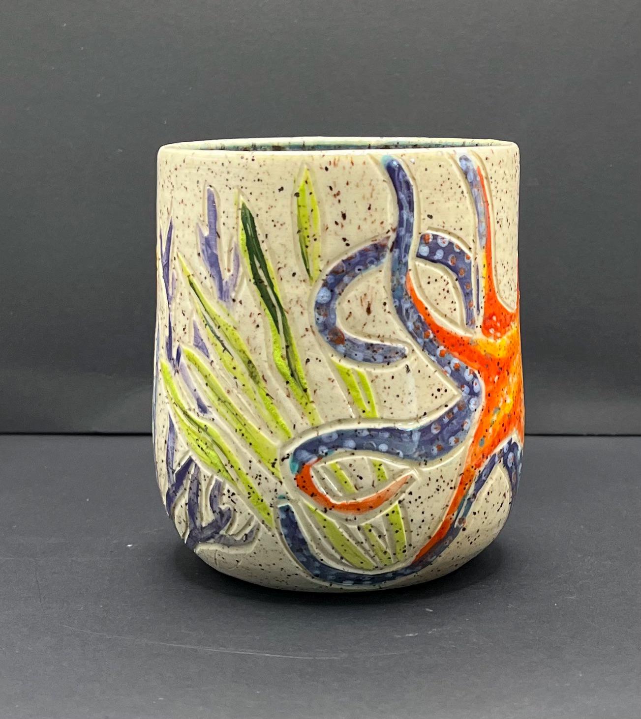 16 Ounce Pacific Orange Octopus Ceramic Mug - Etsy