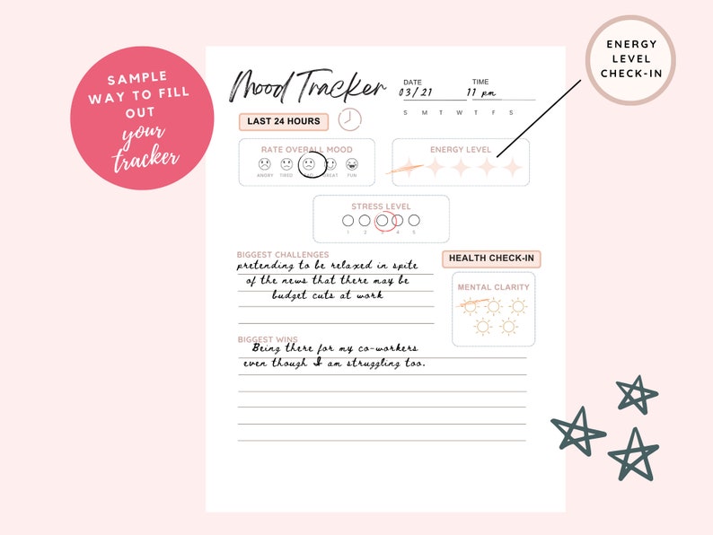 Mood Tracker Printable Daily Feelings Chart Monthly Mood Log - Etsy