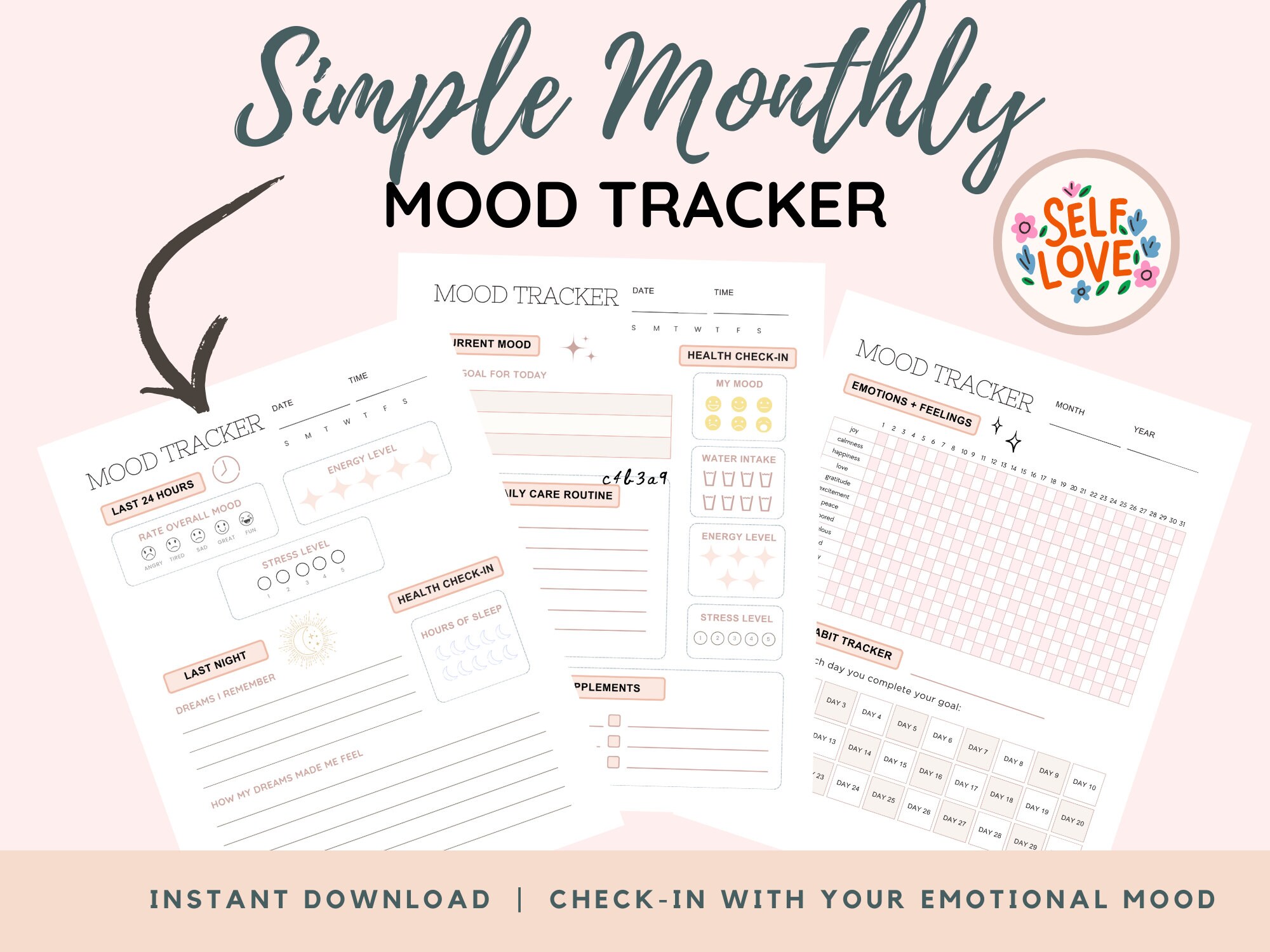 Mood Tracker Printable | Daily Feelings Chart | Monthly Mood Log ...