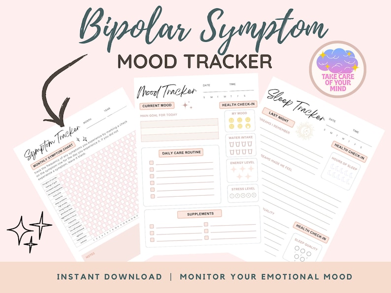 Anxiety Journal | Bipolar Symptom Tracker | Sleep Journal + Mood ...